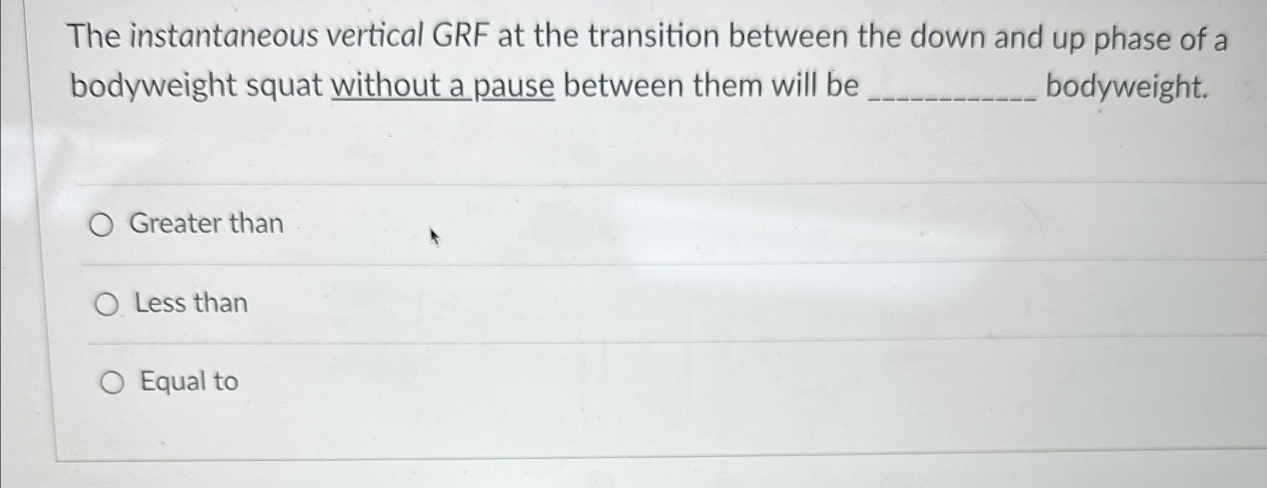 Solved The instantaneous vertical GRF at the transition | Chegg.com