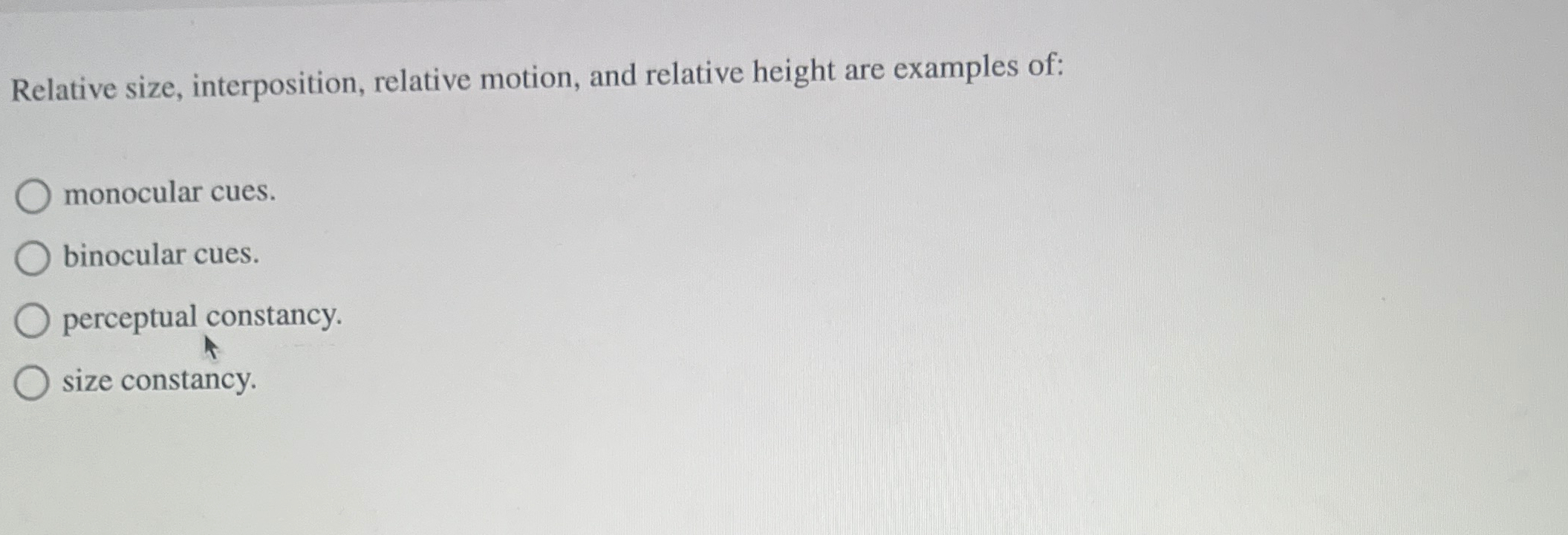 Solved Relative size, interposition, relative motion, and | Chegg.com