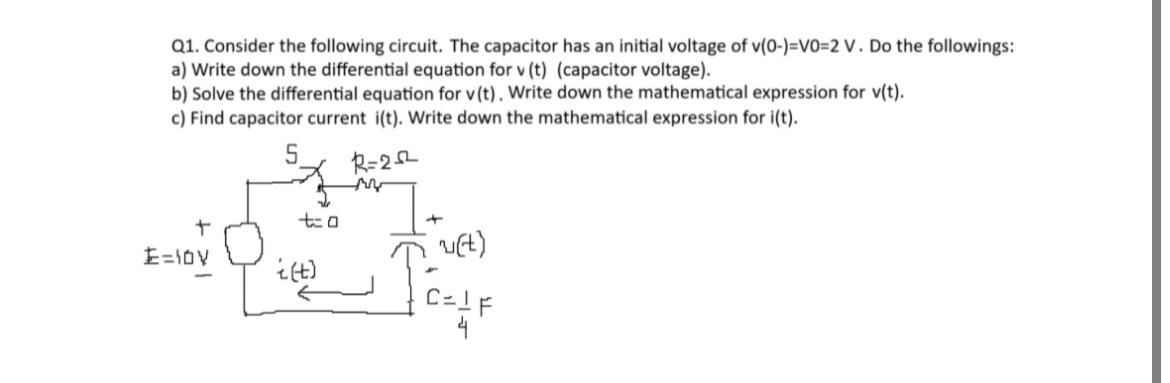 Q1. ﻿Consider the following circuit. The capacitor | Chegg.com