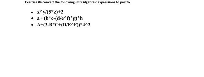 Solved Exercise \#3 Evaluate the following postfix notation | Chegg.com