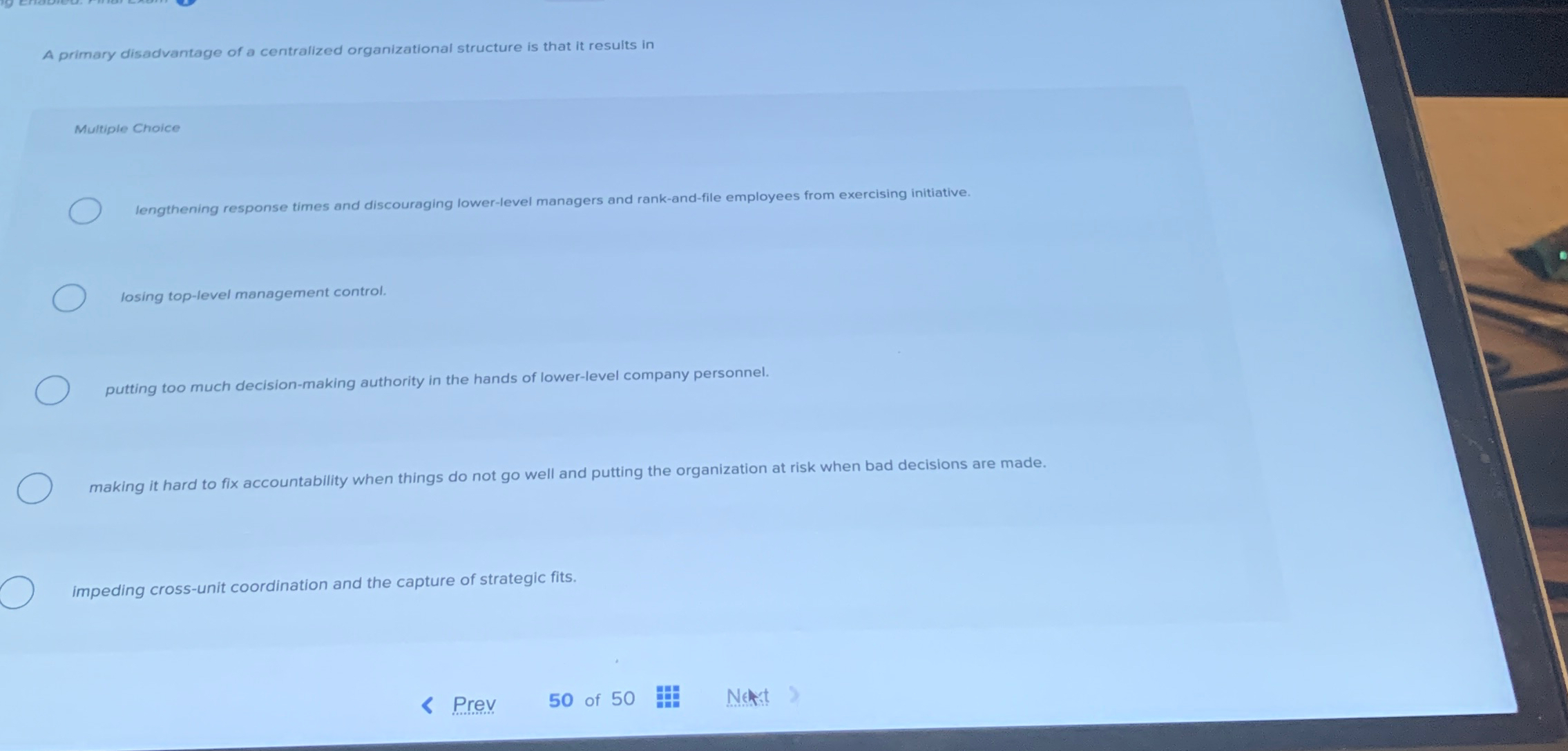 Solved A primary disadvantage of a centralized | Chegg.com