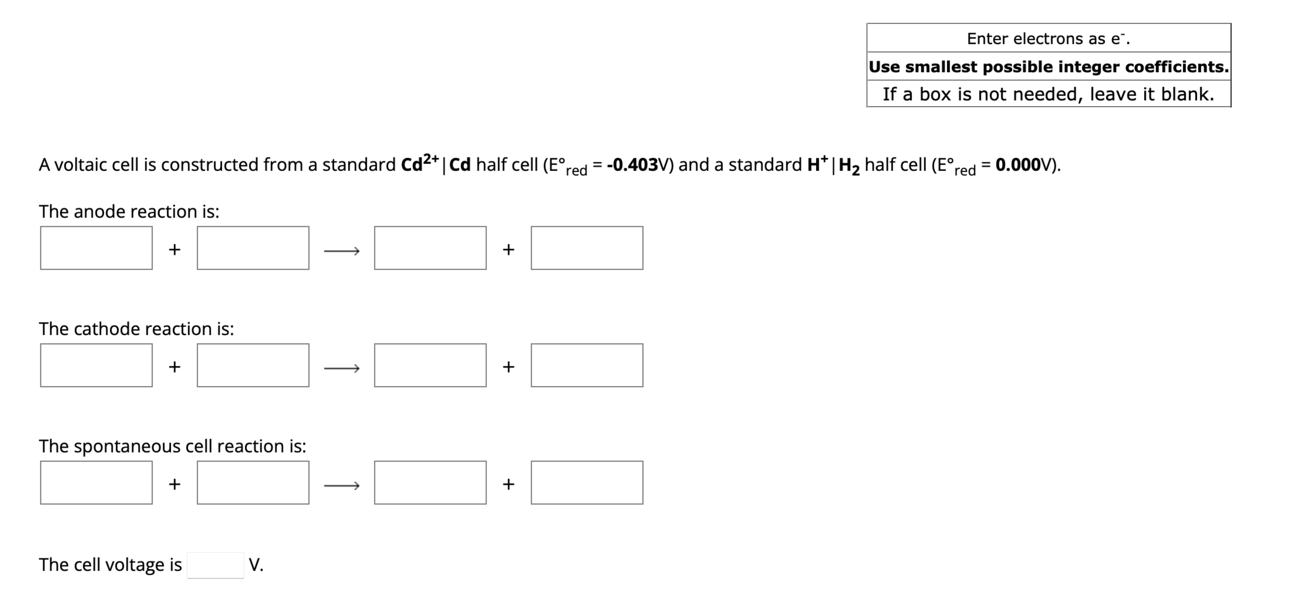 Solved Enter electrons as e-.Use smallest possible integer | Chegg.com