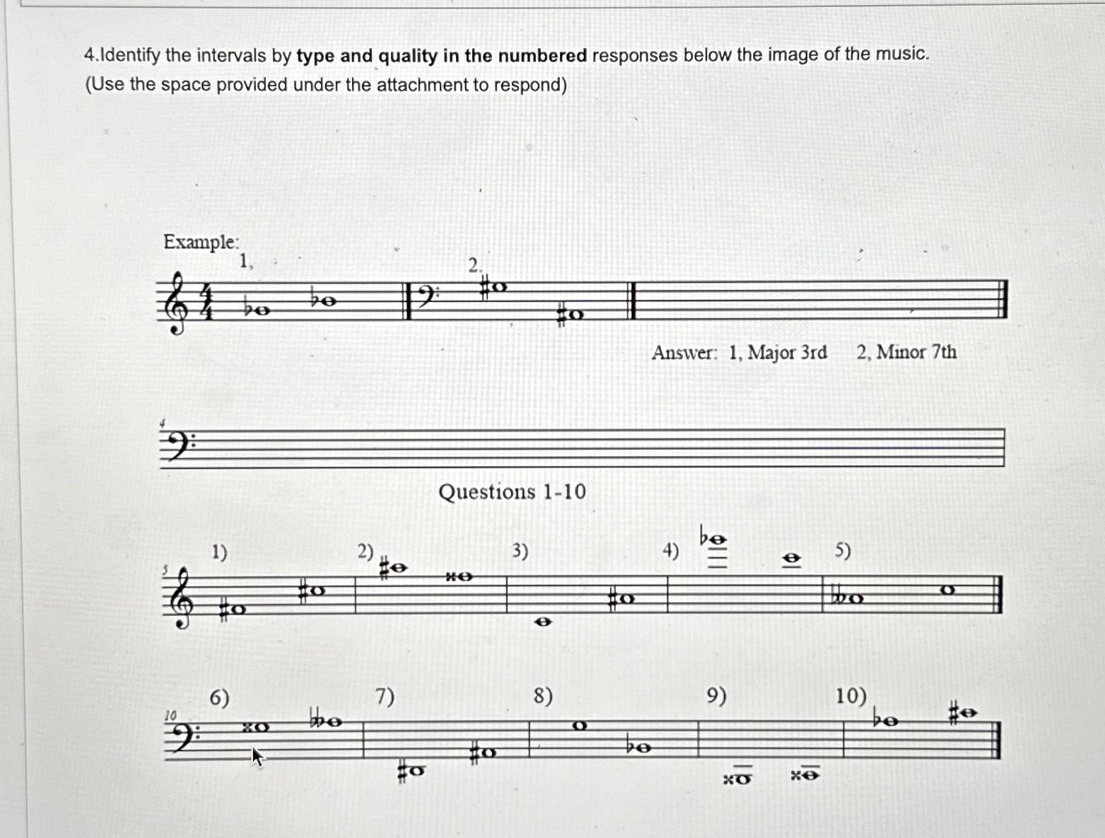 Solved Identify the intervals by type and quality in the | Chegg.com