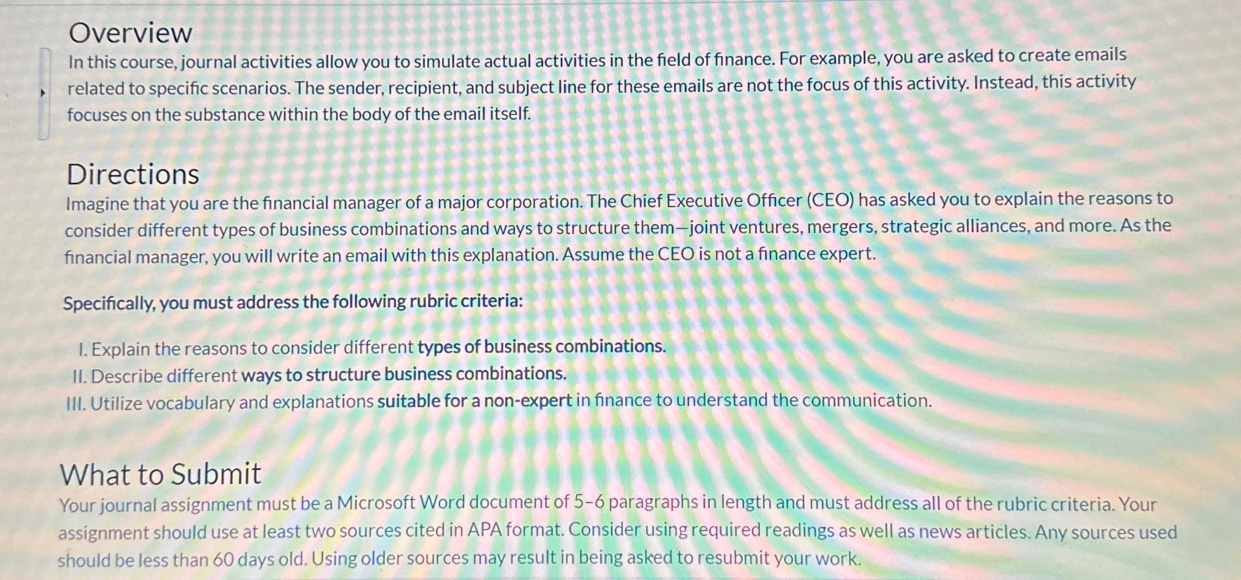 Solved OverviewIn this course, journal activities allow you | Chegg.com