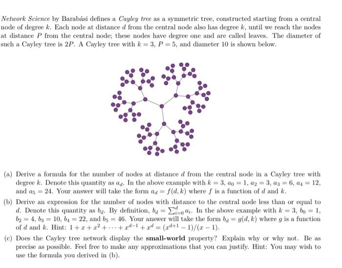 Solved Network Science by Barabási defines a Cayley tree as | Chegg.com