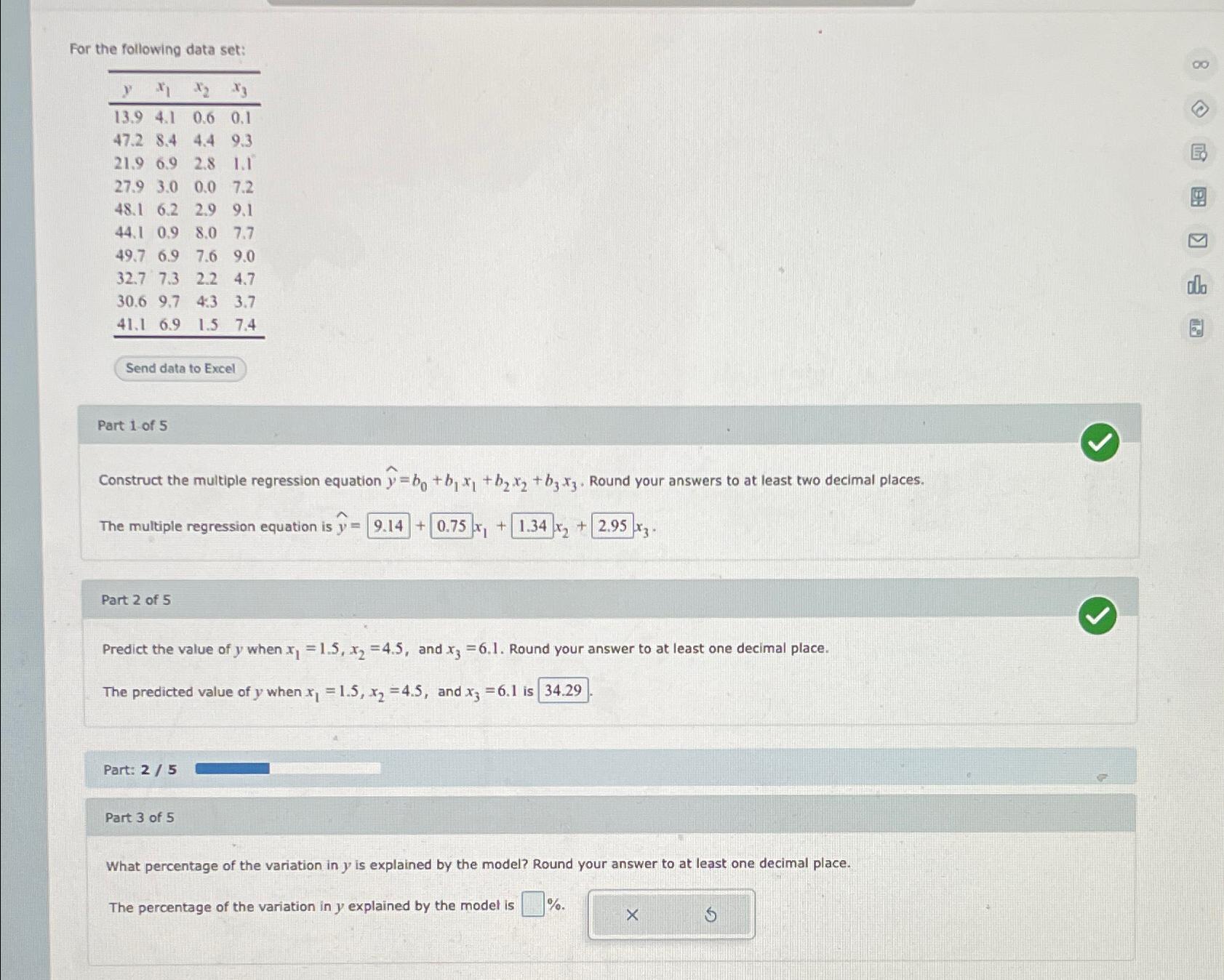 Solved For the following data set:\table[[y,x1,x2,x3 | Chegg.com