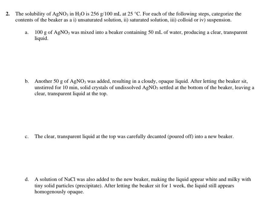 Solved The solubility of AgNO3 in H2O is 256 g/100 mL at | Chegg.com