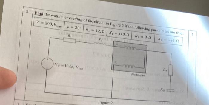 Solved Find the wattmeter reading of the circuit in Figure 2 | Chegg.com