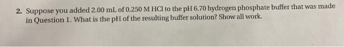 Pre-Lab Assignment Hydrogen Phosphate Buffer System | Chegg.com