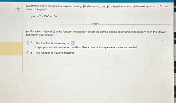 Solved Determine where the function is (a) increasing: (b) | Chegg.com
