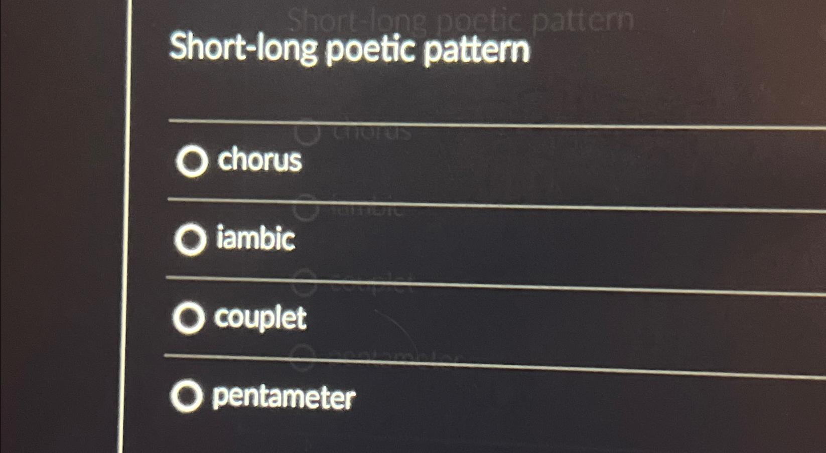 Solved Short-long poetic | Chegg.com