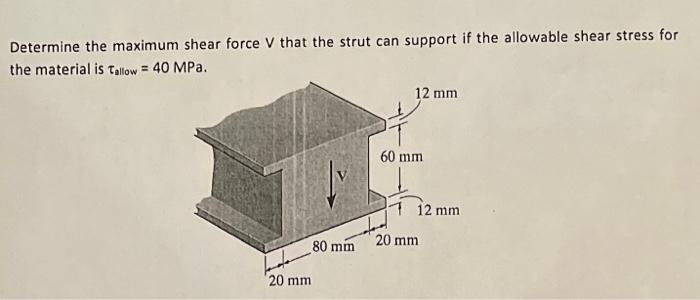 Solved Determine the maximum shear force V that the strut | Chegg.com
