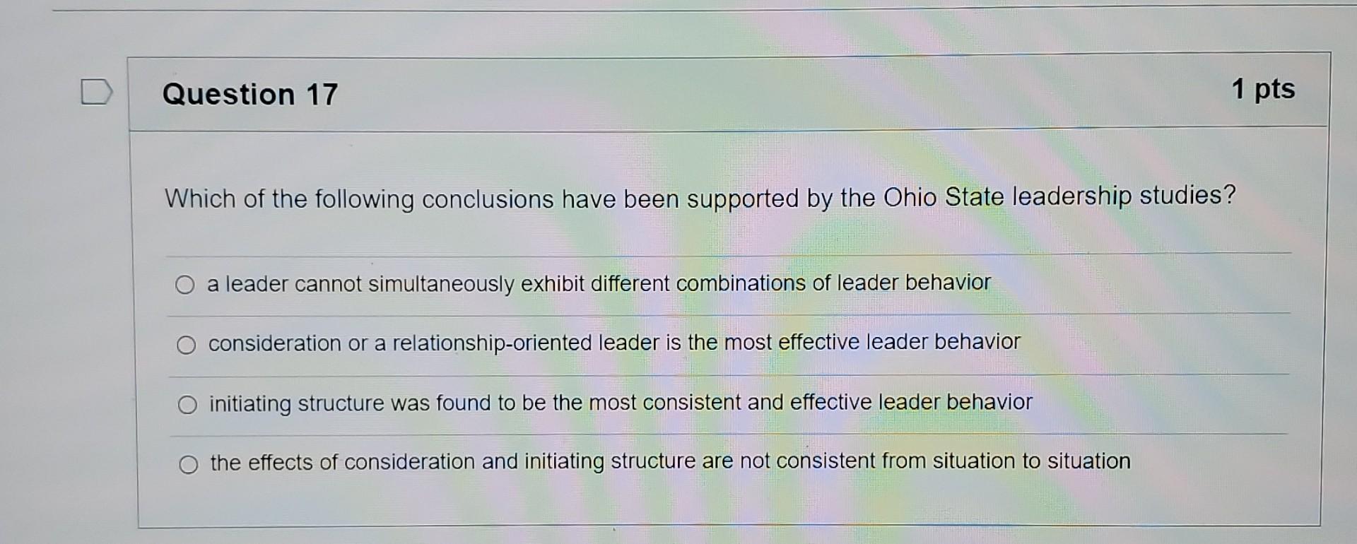Solved What leaders use idealized influence, individualized | Chegg.com