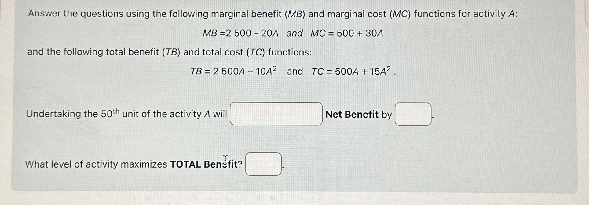 Solved Answer the questions using the following marginal | Chegg.com