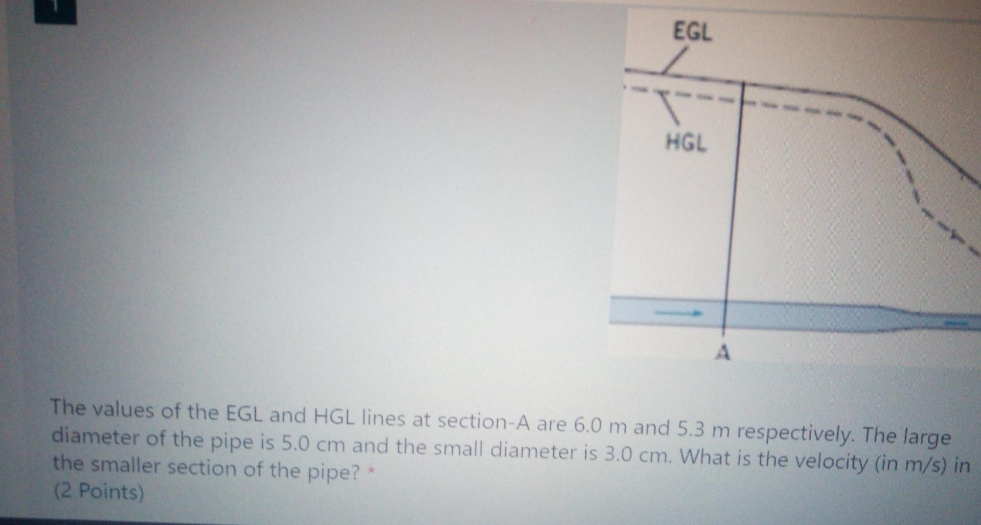 Solved EGL HGL The values of the EGL and HGL lines at | Chegg.com