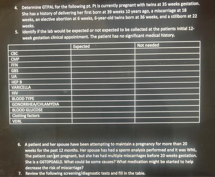 Solved 4. Determine GTPAL for the following pt. Pt is | Chegg.com