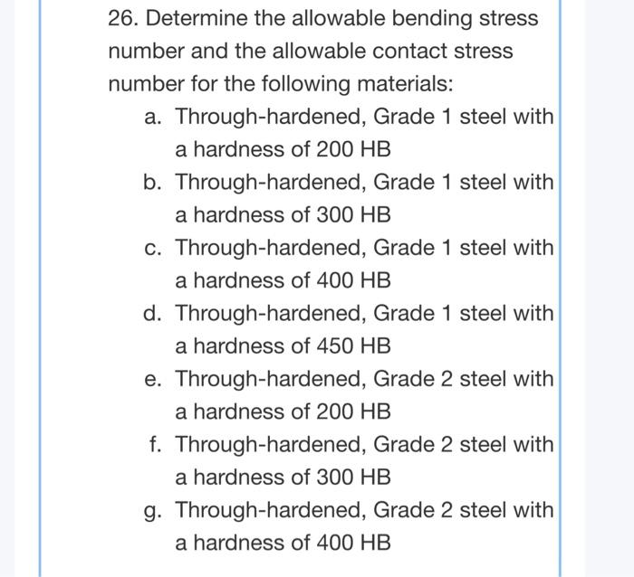 Solved Determine the allowable bending stress number and the | Chegg.com