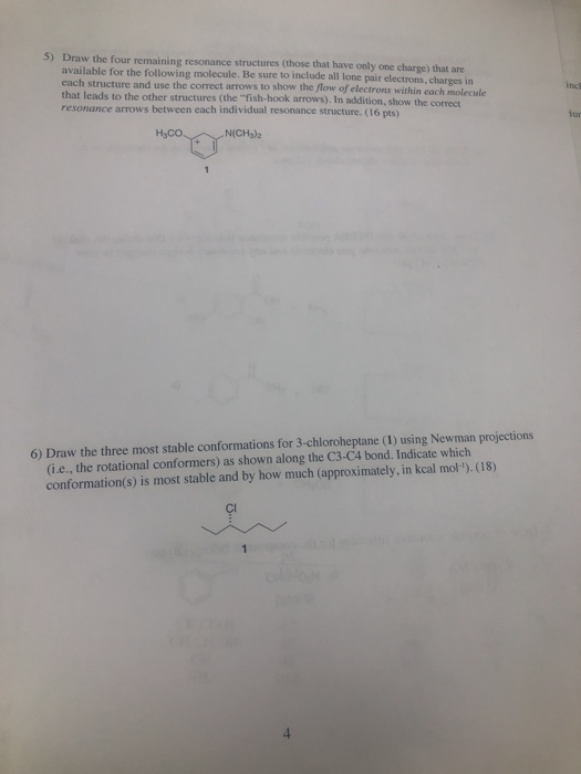 Solved 5) Draw the four remaining resonance structures | Chegg.com