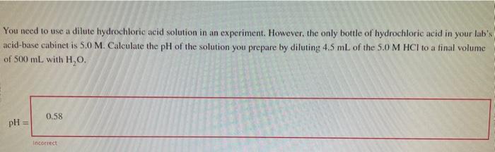 Solved You need to use a dilute hydrochloric acid solution | Chegg.com
