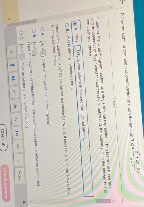 Solved Follow the steps for graphing a rational function to | Chegg.com