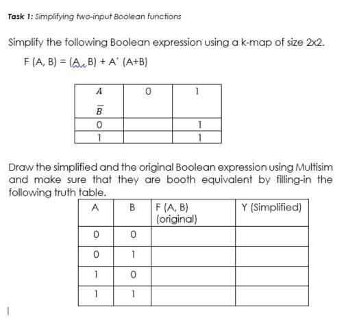 Solved Task 2 Simplifying Three Input Boolean Functions
