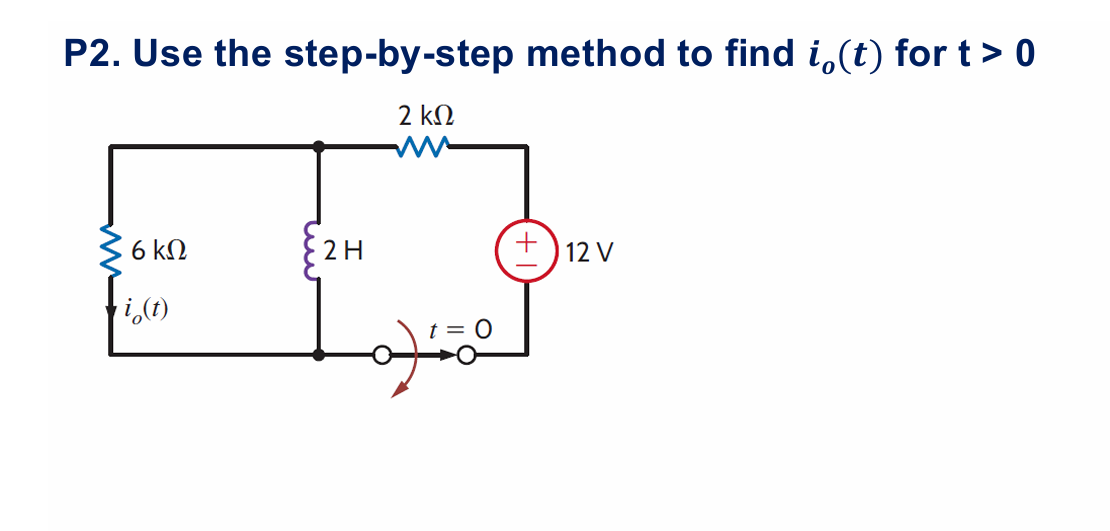 Solved P2. ﻿Use the step-by-step method to ﻿find io(t) ﻿for | Chegg.com