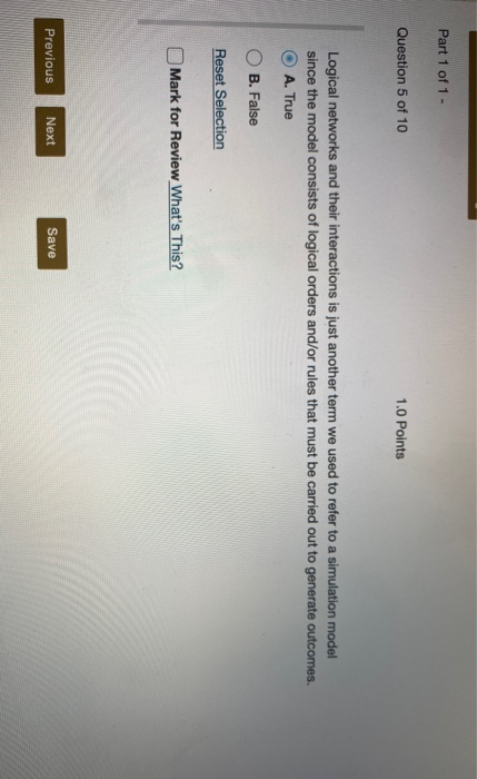 Solved Part 1 of 1 - Question 5 of 10 1.0 Points Logical | Chegg.com