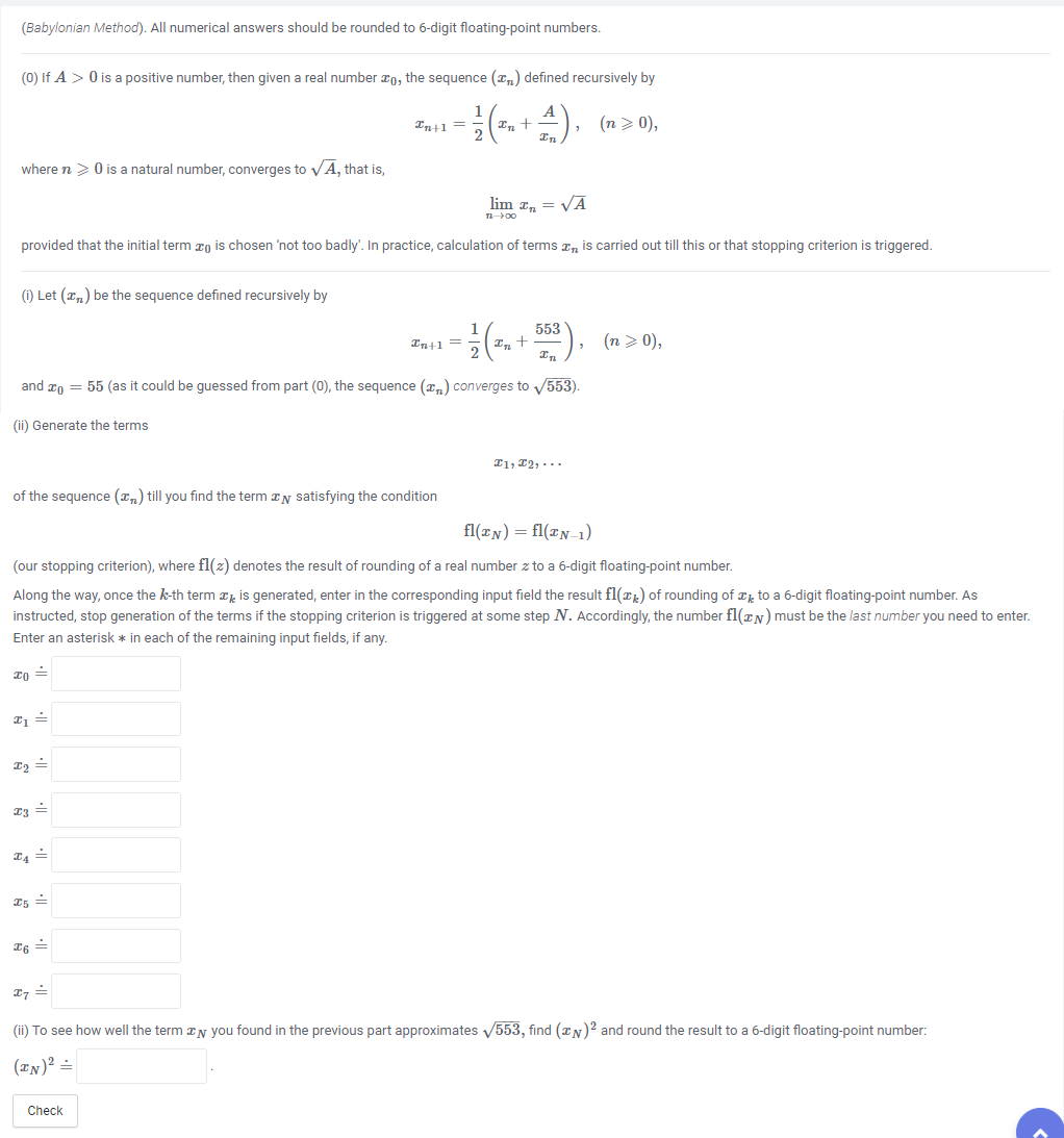 Solved (Babylonian Method). ﻿All numerical answers should be | Chegg.com
