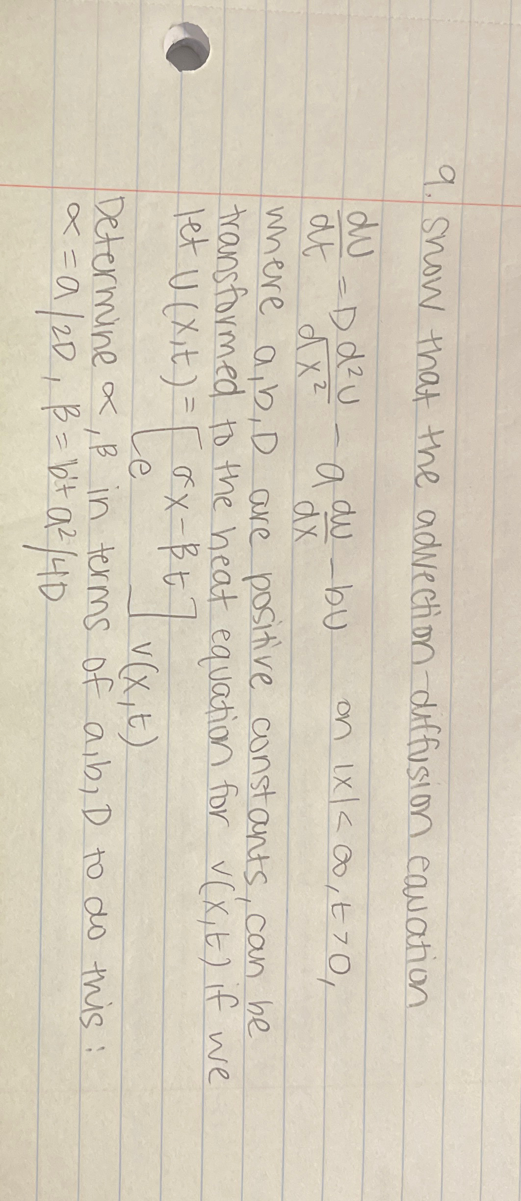 Solved Show that the advection -diffusion | Chegg.com