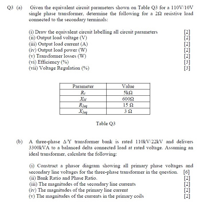 Solved Q3 (a) Given the equivalent circuit parameters shown | Chegg.com