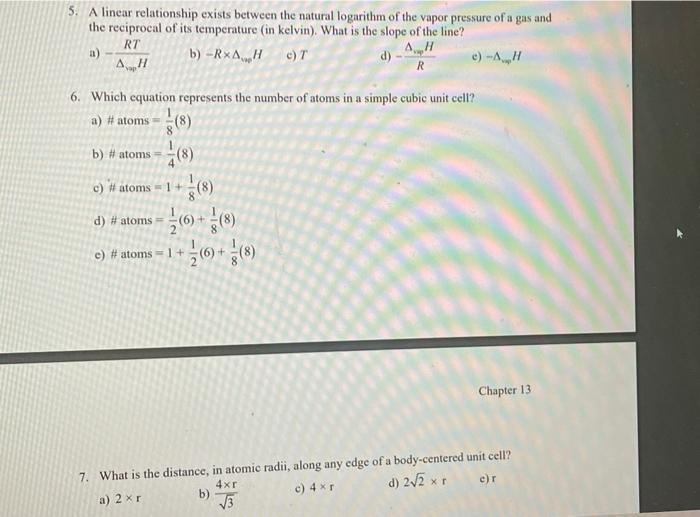 Solved 5. A linear relationship exists between the natural | Chegg.com