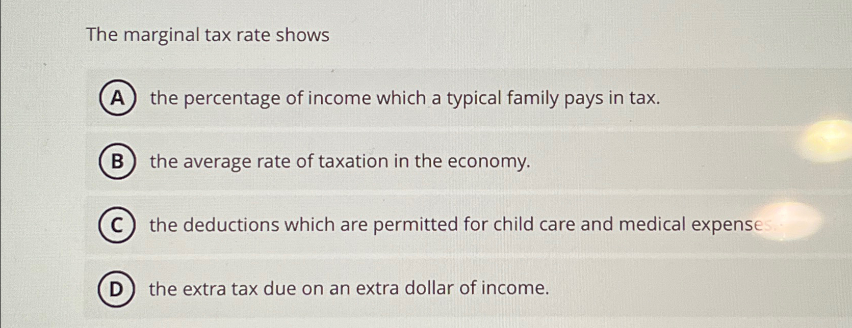 Solved The marginal tax rate showsthe percentage of income | Chegg.com