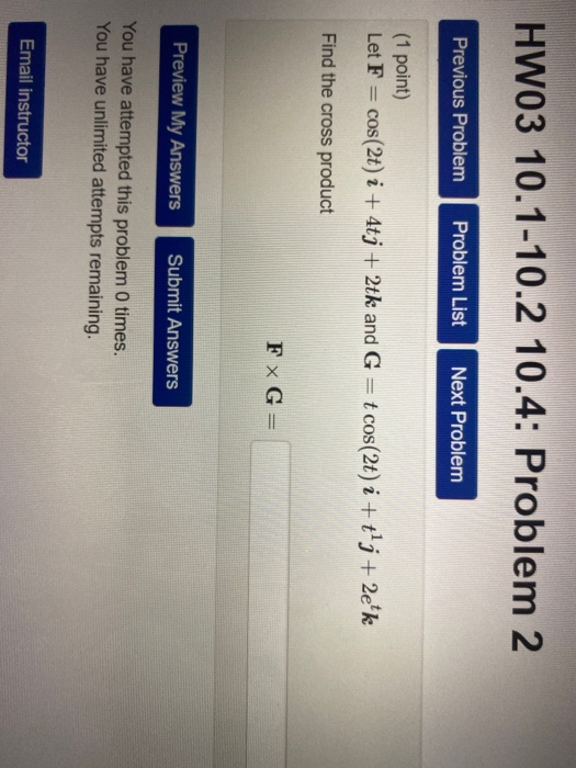 Solved HW03 10.1-10.2 10.4: Problem 2 Previous Problem | Chegg.com