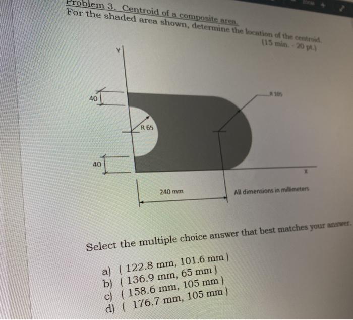 Solved 240 mm All dimensions in millimeters Select the | Chegg.com
