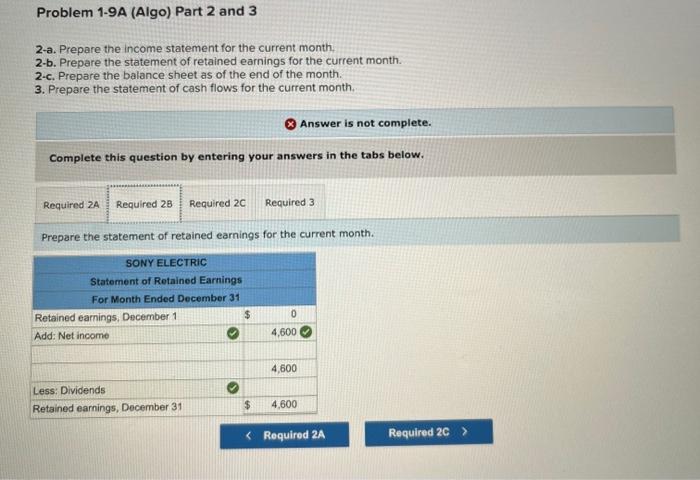 Solved Required information Problem 1-9A (Algo) Analyzing | Chegg.com