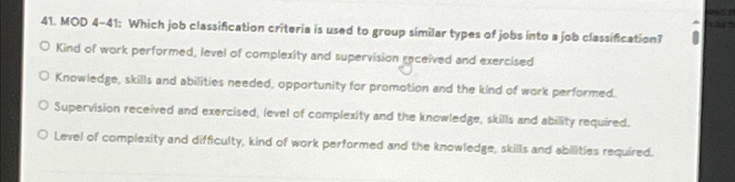 Solved MO0 4-4%: Which job classification criteria is used | Chegg.com