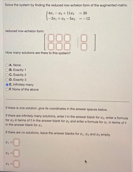 Solved Solve the system by finding the reduced row-echelon | Chegg.com