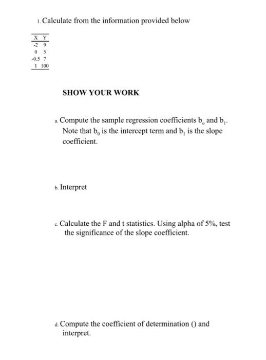 calculate from the information provided below I have | Chegg.com