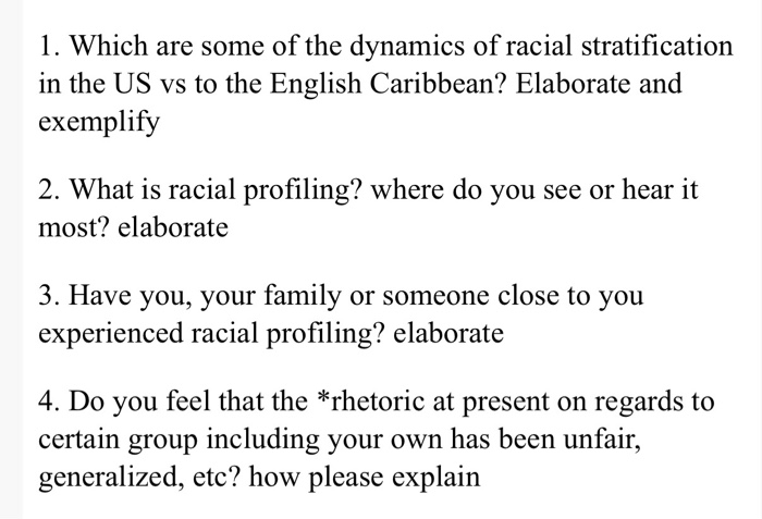 Solved 1. Which are some of the dynamics of racial | Chegg.com