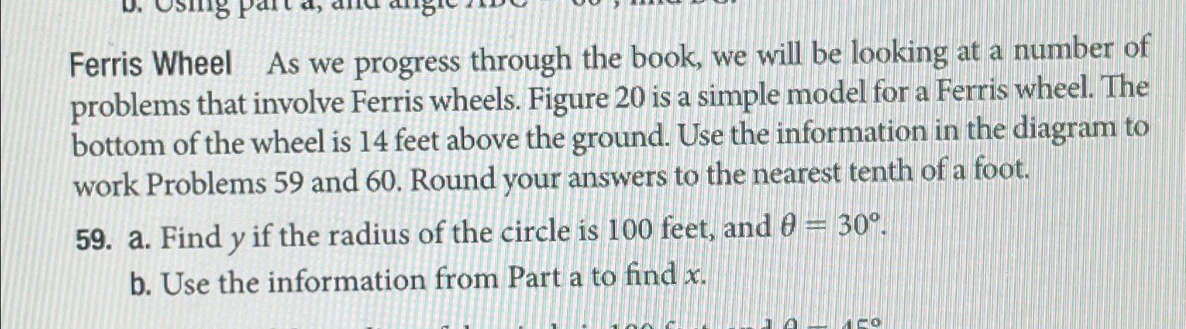 Solved Ferris Wheel As we progress through the book, we will | Chegg.com