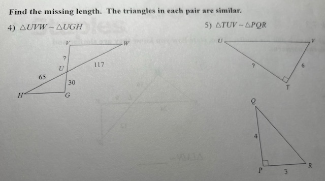 Solved Find the missing length. The triangles in each pair | Chegg.com