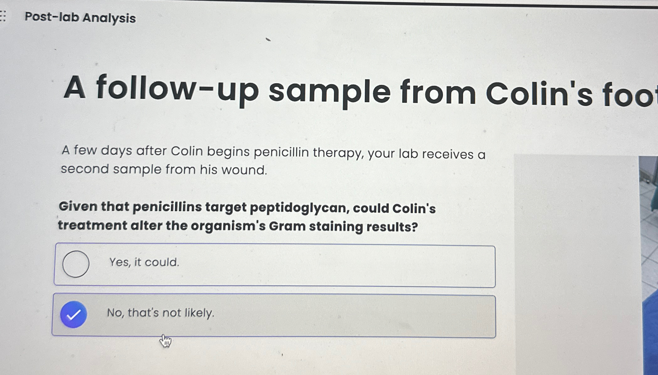 Solved Post-lab AnalysisA follow-up sample from Colin's fooA | Chegg.com