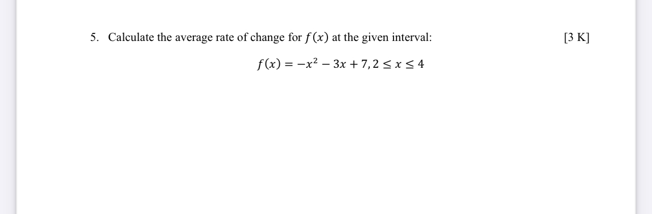 Solved Calculate the average rate of change for f(x) ﻿at the | Chegg.com