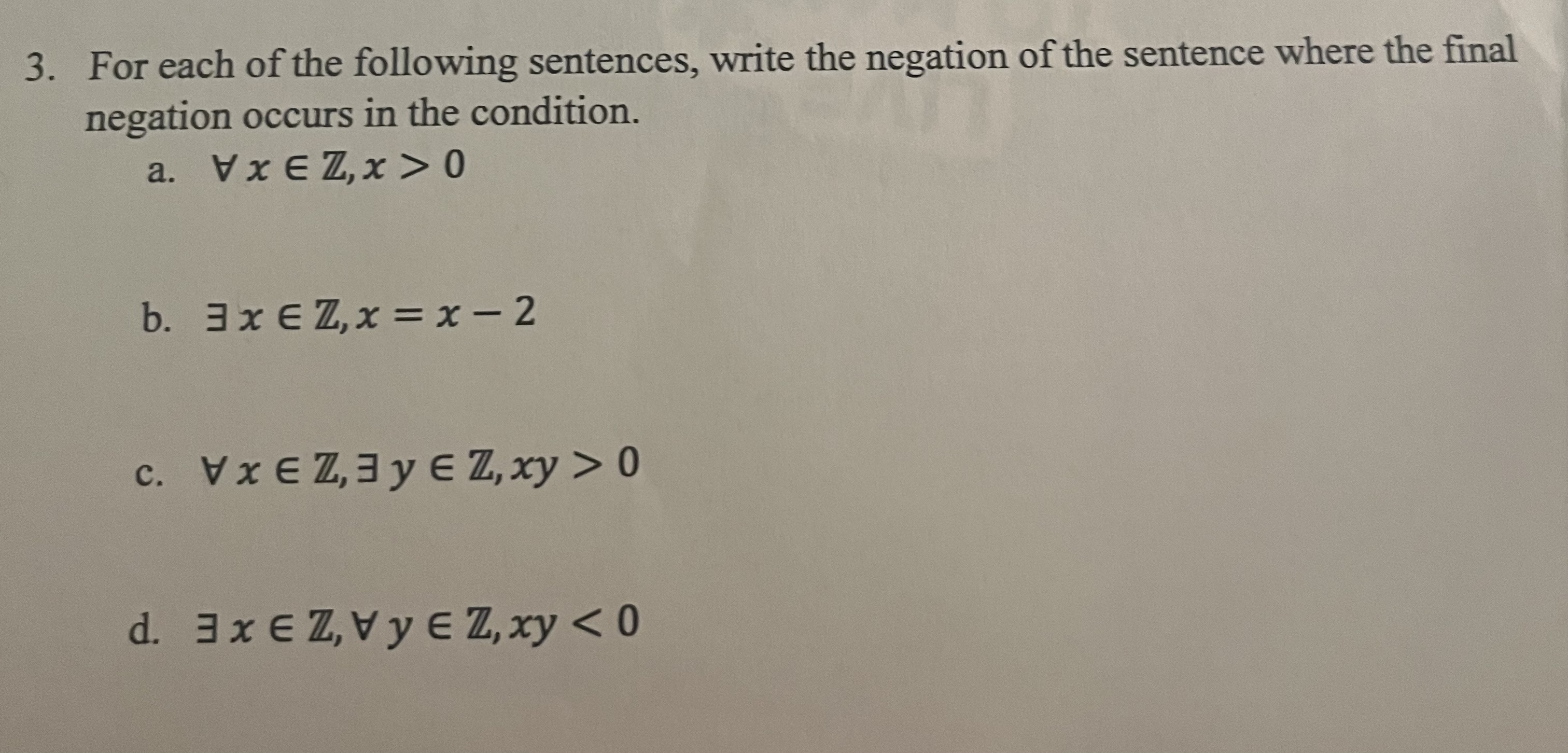 Solved For each of the following sentences, write the | Chegg.com