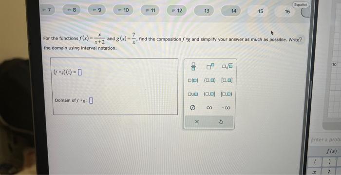Solved For the functions f(x)=x+2x and g(x)=x7, find the | Chegg.com