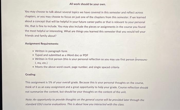 Solved Course Reflection One of the primary learning | Chegg.com