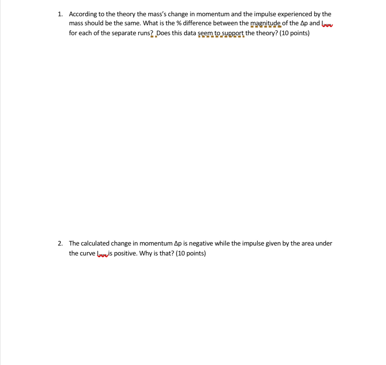 Solved According to the theory the mass's change in momentum | Chegg.com
