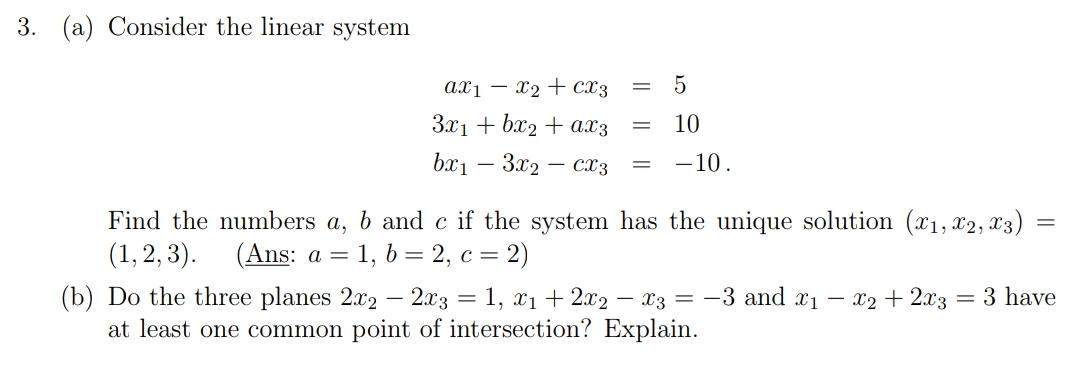 Solved (a) ﻿Consider the linear | Chegg.com