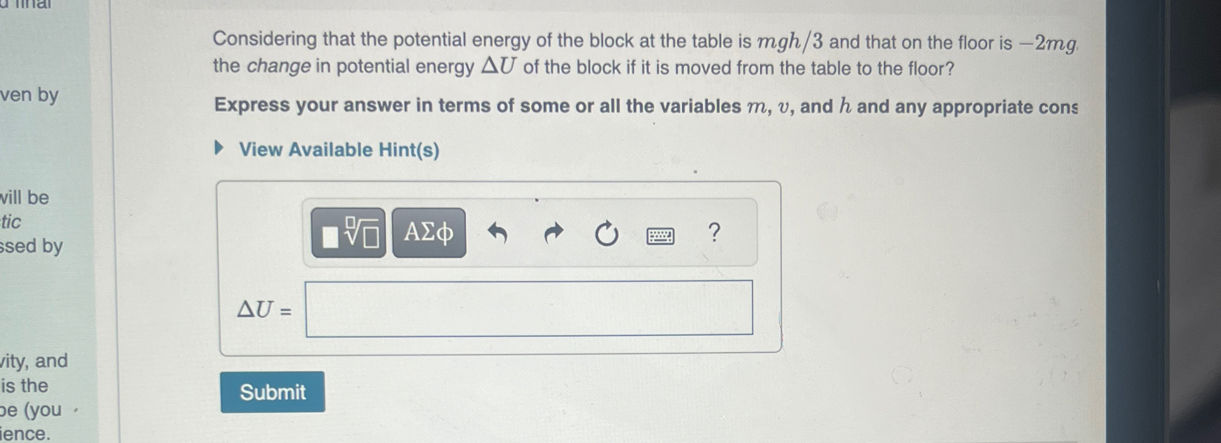 Solved Considering that the potential energy of the block at | Chegg.com