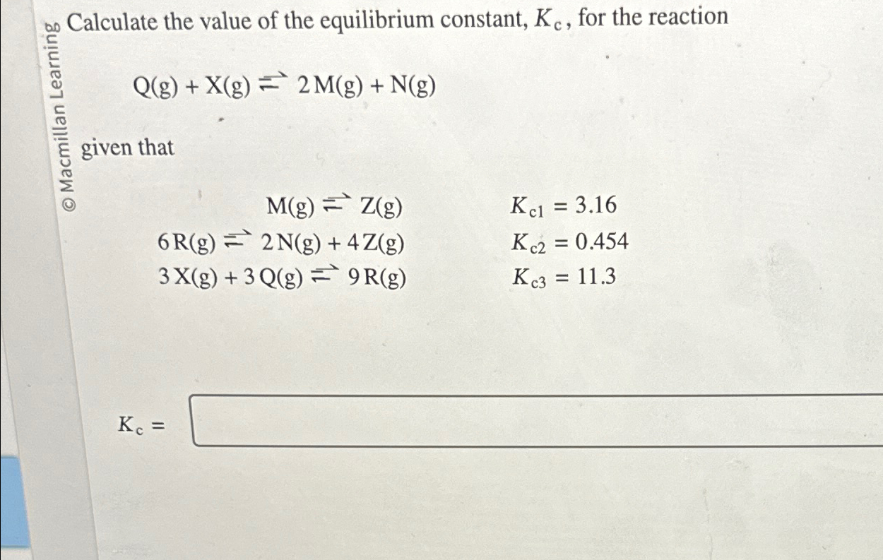 Solved boCalculate the value of the equilibrium constant, | Chegg.com